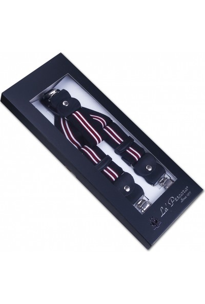 La Pescara Siyah Bordo Çizgili Pantolon Askısı A49