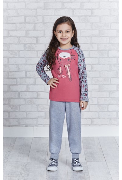 RolyPoly Uzun Kollu Kız Çocuk Pijama Takımı Gül