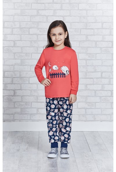 RolyPoly Uzun Kollu Kız Çocuk Pijama Takımı Nar