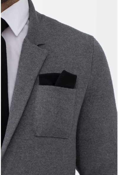 Hemington Siyah Örgü Ceket Mendili