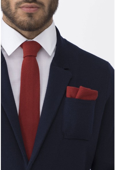 Hemington Açık Kırmızı Örgü Ceket Mendili