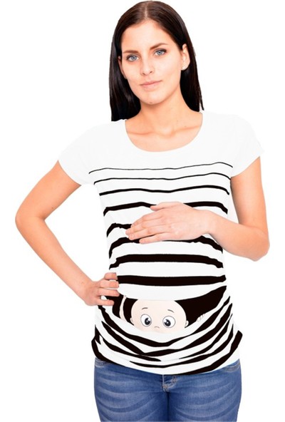 Gör&Sin Görsin Pencereden Bakan Bebek Baskılı Hamile Tshirt Beyaz Gör&Sin Görsin Pencereden Bakan Bebek Baskılı Hamile Tshirt Beyaz