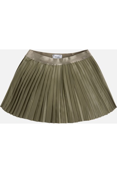 Mayoral Kız Çocuk Pileli Deri Etek Yaprak Yeşil