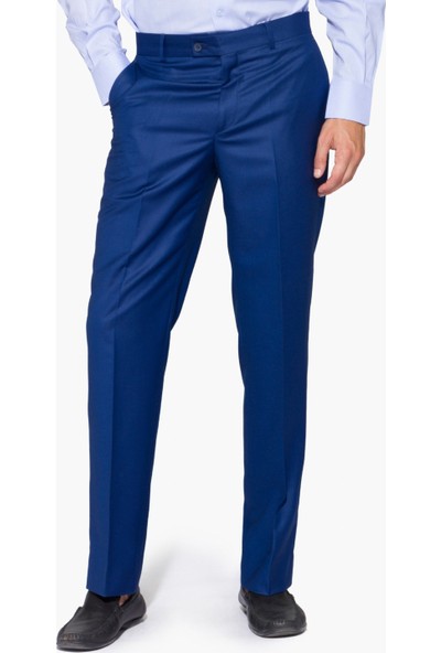 Hateko Klasik Kesim Saks Mavi Mat Kumaş Pantolon Hateko Klasik Kesim Saks Mavi Mat Kumaş Pantolon