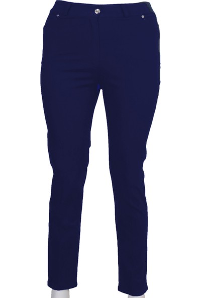 Ruşetül Süper Battal Cotton Kadın Büyük Beden Pantolon Lacivert