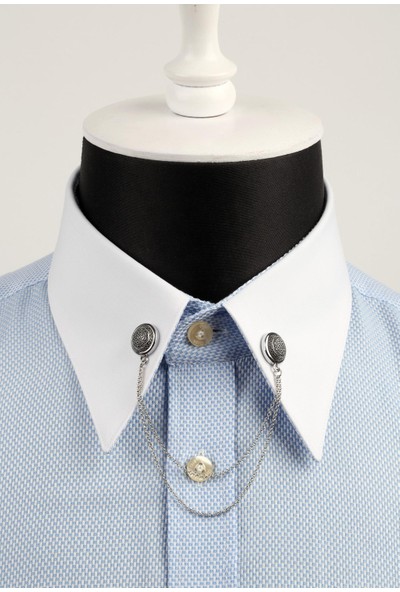 La Pescara Zincirli Gümüş Renk Gömlek Yaka İğnesi Gı025