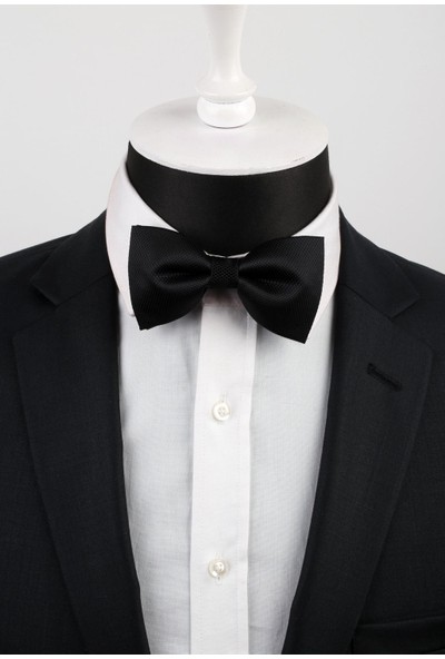 La Pescara Siyah Kendinden Desenli Papyon P488