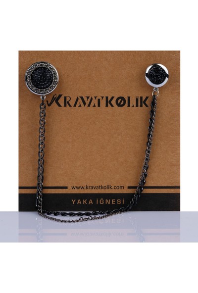 La Pescara Zincirli Taşlı Yaka İğnesi Broş Yı93