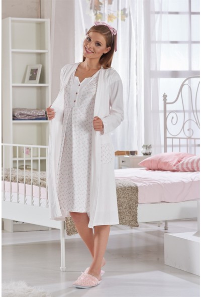 Sevim Baskılı Lohusa Sabahlık Takım 10613