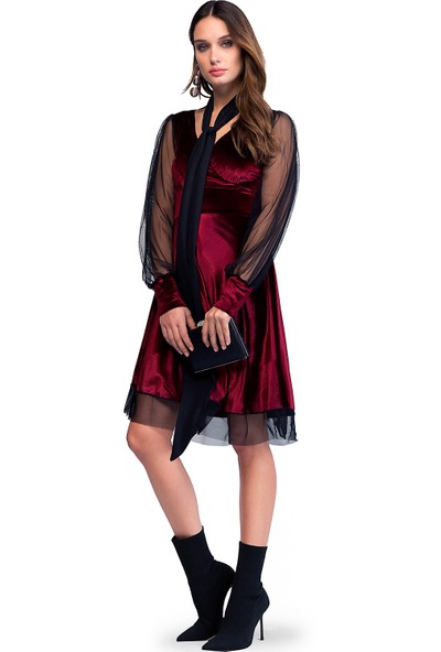 Quincey Kolu Tül Kadife Elbis Quincey Kolu Tül Kadife Elbis