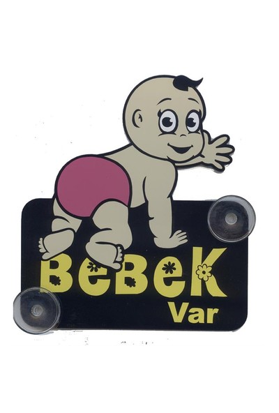 Demircioğlu Arabada Bebek Var Pembe Özel Kesim Vantuzlu Levha
