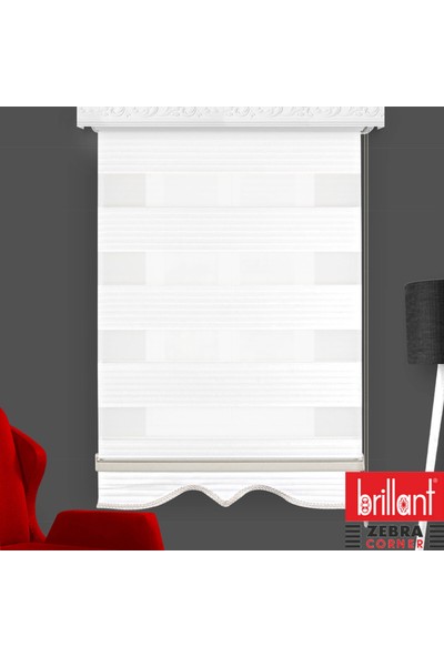 Brillant  Zebra Perde Pliseli Beyaz Etek Dilim 180 x 200 cm Brillant  Zebra Perde Pliseli Beyaz Etek Dilim 180 x 200 cm