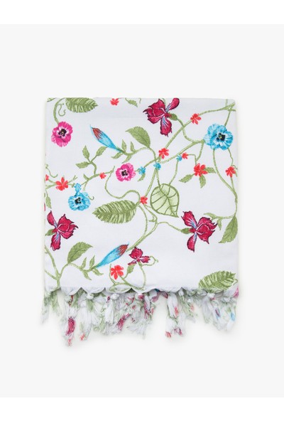 Koton Kadın Çiçekli Havlu Ekru