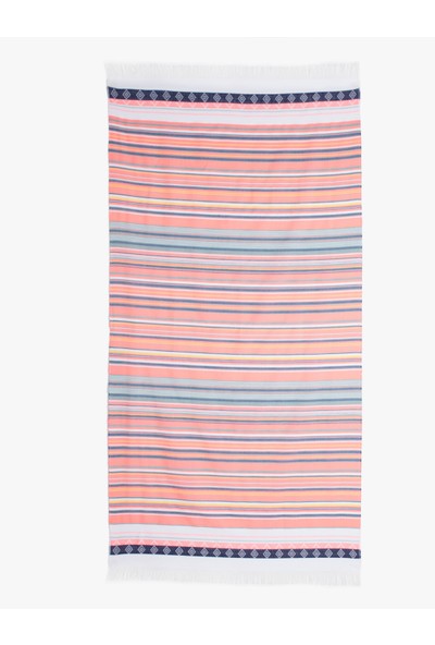 Koton Kadın Çizgili Havlu Mercan