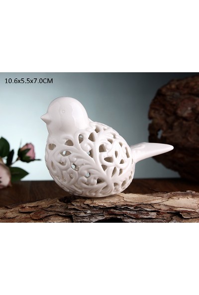 Gönül Porselen Porselen Beyaz Küçük Kuş Biblo