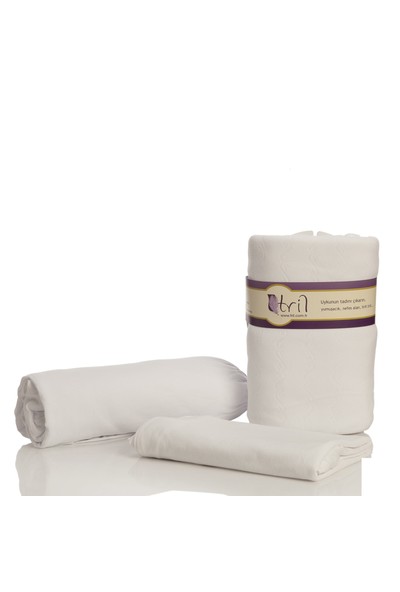 Tril Beyaz Çiçek Tek Kişilik Penye Pike Takımı