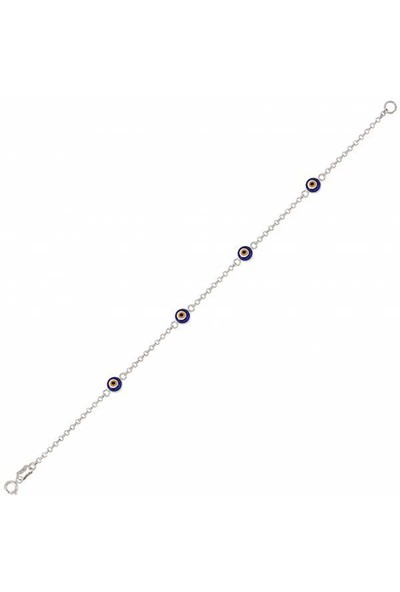 Bilezikhane Nazar Boncuklu 14 Ayar Beyaz Altın Bileklik