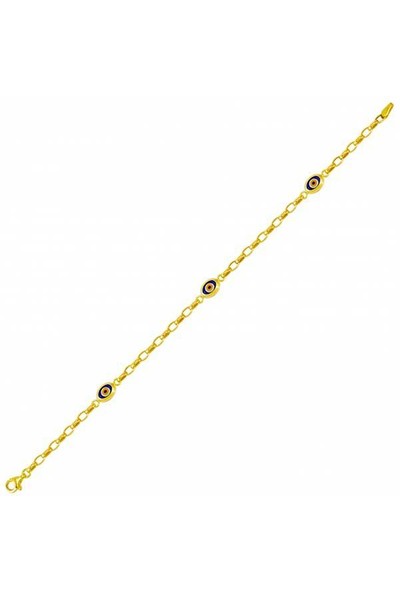 Bilezikhane Üçlü Badem Göz 14 Ayar Altın Bileklik