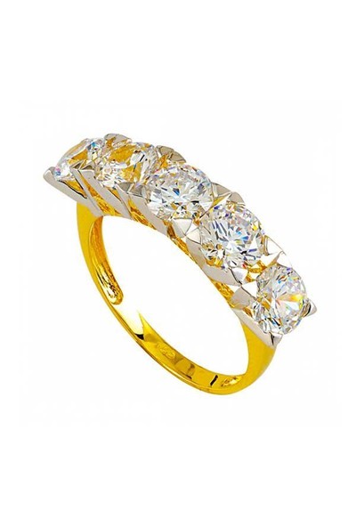 Bilezikhane Beştaş V Tırnaklı 14 Ayar Altın Yüzük