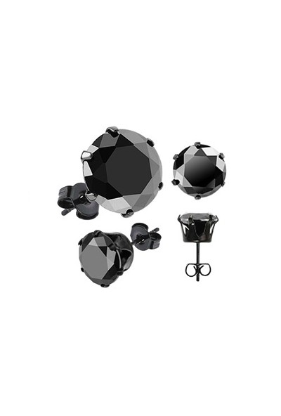 Chavin Unisex Yuvarlak Siyah 5mm Taşlı Çelik Küpe cm24-5 Chavin Unisex Yuvarlak Siyah 5mm Taşlı Çelik Küpe cm24-5
