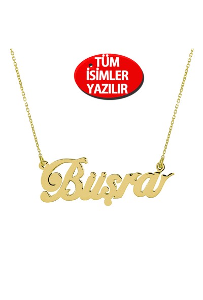 Gümüş üzeri Altın kaplama, isminize özel isim kolye ar45sr
