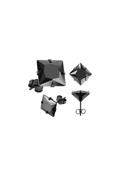 Chavin Bayan-Erkek Kare Siyah 3mm Taşlı Çelik Küpe cm25 Chavin Bayan-Erkek Kare Siyah 3mm Taşlı Çelik Küpe cm25