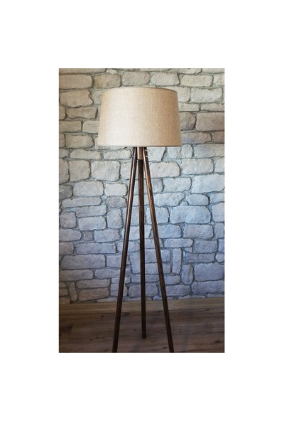 Lambada Oval Üç Ayaklı Lambader K105-Ceviz Ayak-Bej Keten Başlık