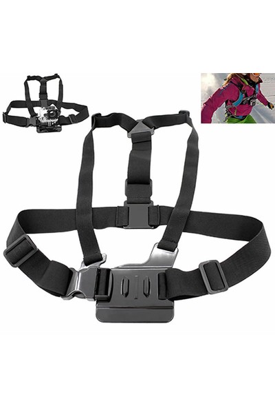 Microcase Gopro Hero 2 3 3+ 4 Göğüs Bantı+ 3 Yollu Aparat Microcase Gopro Hero 2 3 3+ 4 Göğüs Bantı+ 3 Yollu Aparat