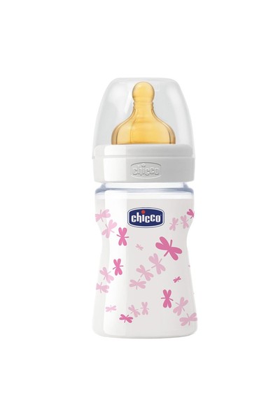 Chicco Wellbeing Cam Biberon Kız 150 ml Kauçuk Chicco Wellbeing Cam Biberon Kız 150 ml Kauçuk