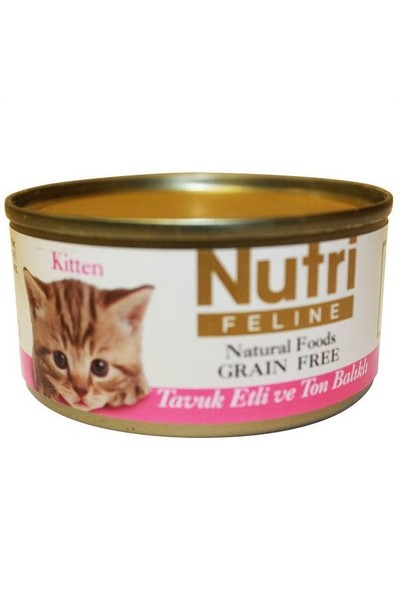 Nutri Feline Tahılsız Tavuk Etli Ton Balıklı Yavru Kedi Konservesi 80 gr Nutri Feline Tahılsız Tavuk Etli Ton Balıklı Yavru Kedi Konservesi 80 gr