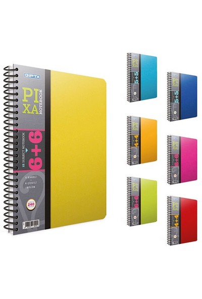 Gıpta Pixa Spiralli Seperatörlü PP Kapak Defter A4 200yp (5+5) Kareli Çizgili Gıpta Pixa Spiralli Seperatörlü PP Kapak Defter A4 200yp (5+5) Kareli Çizgili