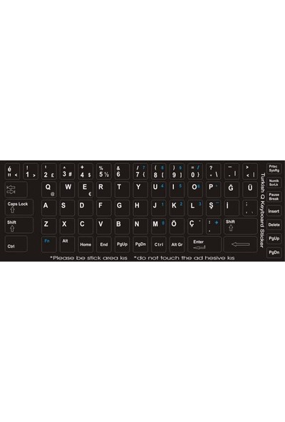 Türkçe Q Siyah Klavye Etiketi