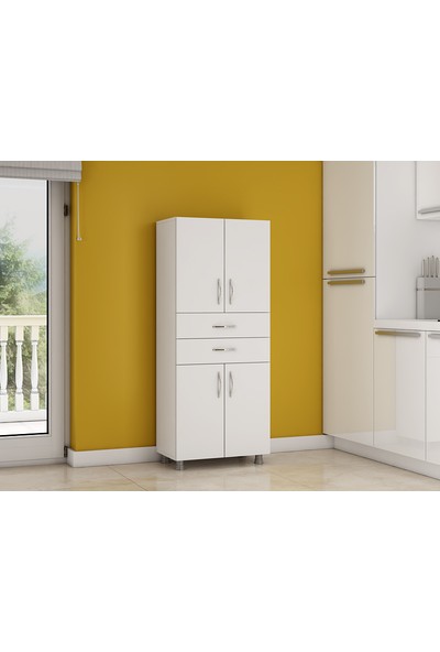 Tdesigno Alaska 2 Çekmece 4 Kapaklı Mutfak Dolabı - Beyaz