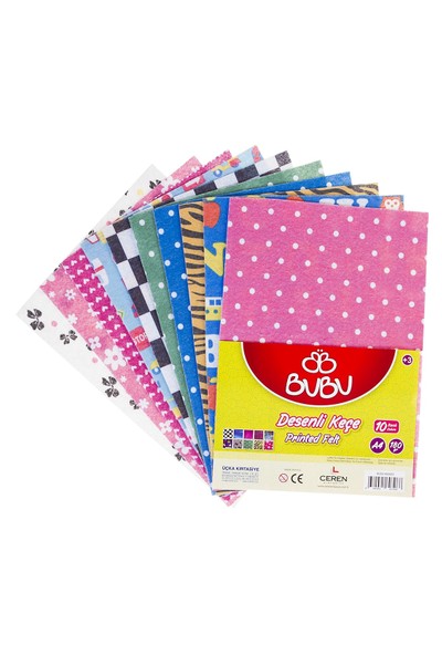 Bu-Bu A4 Desenli Keçe 180 Gr 10'Lu Paket BUBU-KE0005 Bu-Bu A4 Desenli Keçe 180 Gr 10'Lu Paket BUBU-KE0005
