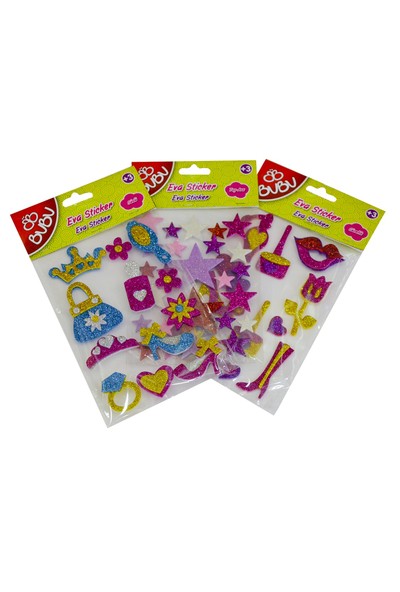 Bu-Bu Simli Eva Sticker Prenses Standı 24'Lü BUBU-STS016 Bu-Bu Simli Eva Sticker Prenses Standı 24'Lü BUBU-STS016