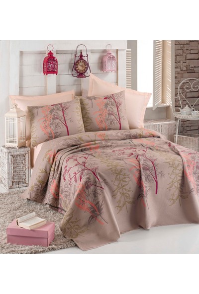 Eponj Home Çift Kişilik Baskılı Pike Takımı Urla Bej