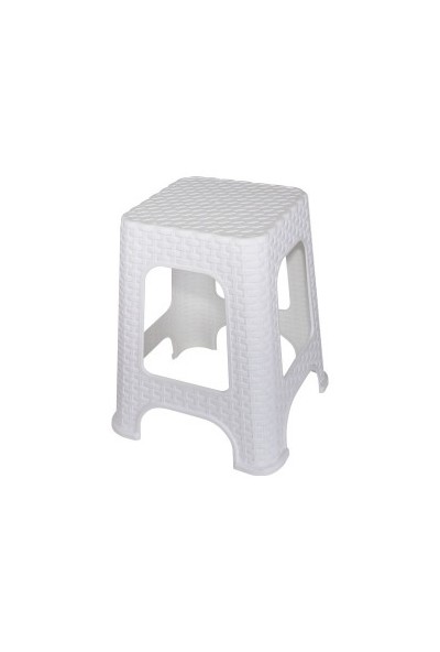 Elif Plastik Rattan Tabure Büyük Boy Beyaz 5 Adet Elif Plastik Rattan Tabure Büyük Boy Beyaz 5 Adet