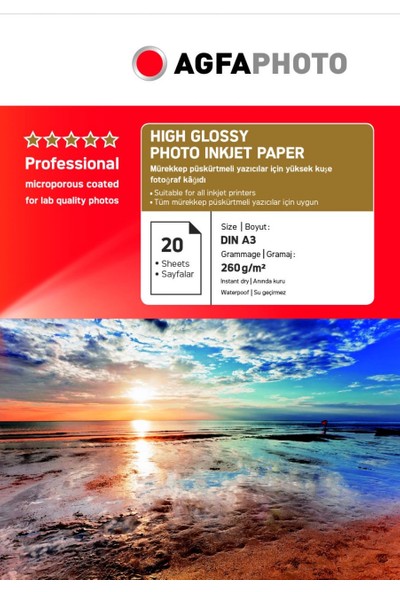 Agfa Photo İnkjet Kağıt A3 Glossy(Parlak) Agfa Photo İnkjet Kağıt A3 Glossy(Parlak)
