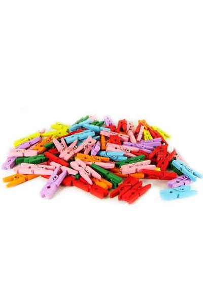Toptancı Kapında Renkli Mini Ahşap Mandal (100 Adet) Toptancı Kapında Renkli Mini Ahşap Mandal (100 Adet)