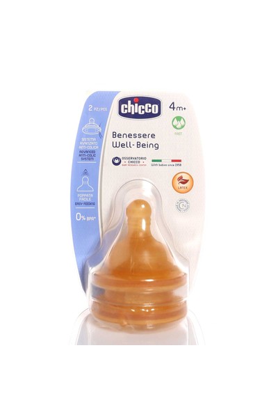 Chicco Wellbeing Biberon Emziği 4 ay+ Hızlı Akış 2'li Kauçuk Chicco Wellbeing Biberon Emziği 4 ay+ Hızlı Akış 2'li Kauçuk