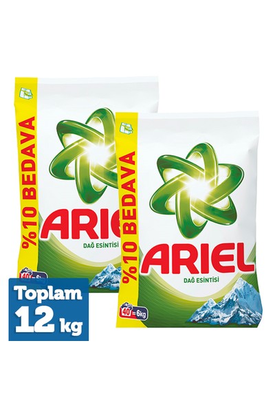 Ariel Matik Toz Deterjan Dağ Esintisi 6 Kg x 2 Adet Ariel Matik Toz Deterjan Dağ Esintisi 6 Kg x 2 Adet