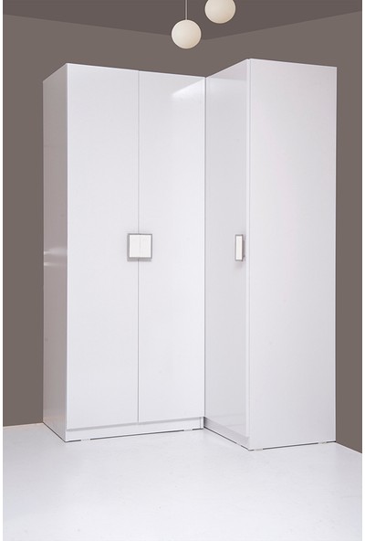 Kenyap Plus 812447 Stella 3 Kapaklı 2 Çekmeceli Köşe Gardırop - Beyaz Kenyap Plus 812447 Stella 3 Kapaklı 2 Çekmeceli Köşe Gardırop - Beyaz
