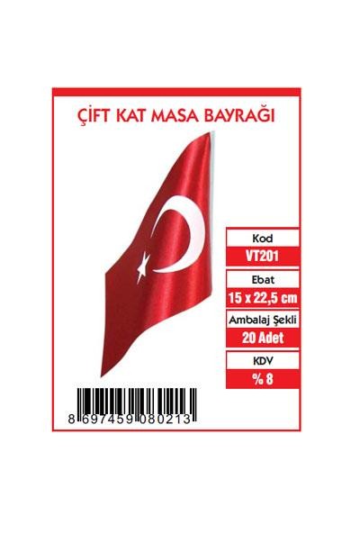 Vatan 15X22,5 Çift Kat Masa Bayrağı Vt201