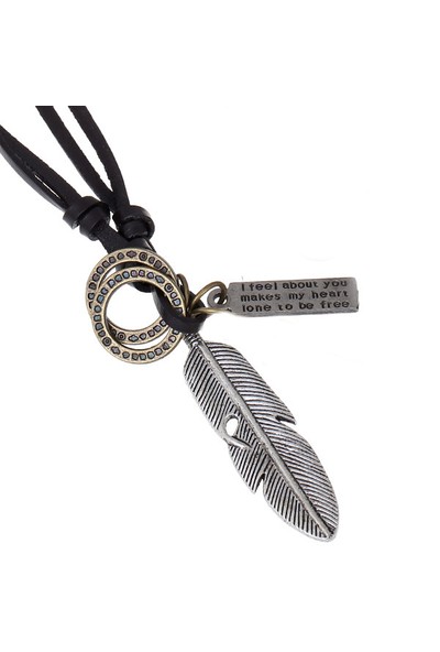 Bee One Yaprak Dizayn Erkek Deri İpli Kolye cy21 Bee One Yaprak Dizayn Erkek Deri İpli Kolye cy21