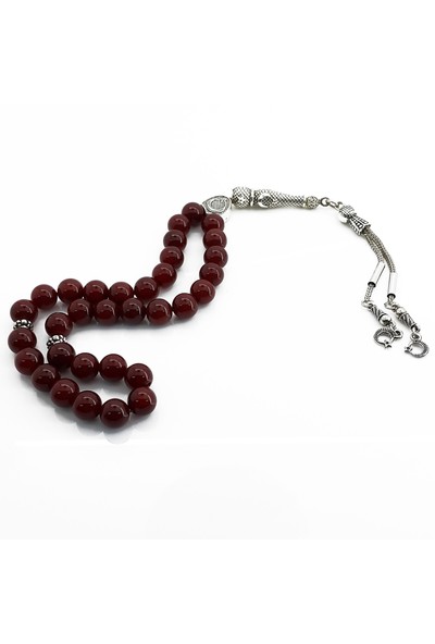 Bee One AkikTaşlı Ay Yıldız Püskül Erkek Tesbih dd57