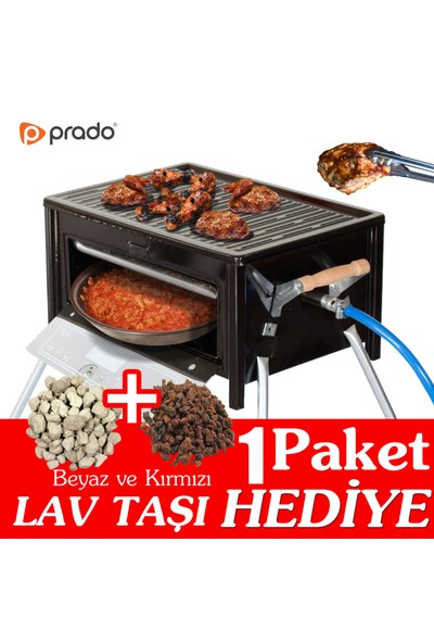 Prado Simline Kırmızı Lav Taşı Hediyeli, Cam Fırınlı Tüplü Mangal
