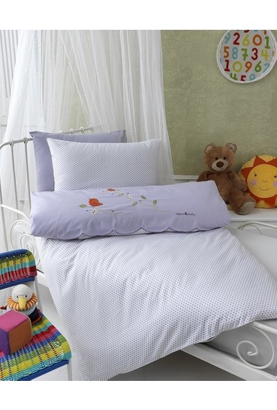 Aqua Baby Floral Bırd Lila Nakışlı Bebek Nevresim Takımı Aqua Baby Floral Bırd Lila Nakışlı Bebek Nevresim Takımı