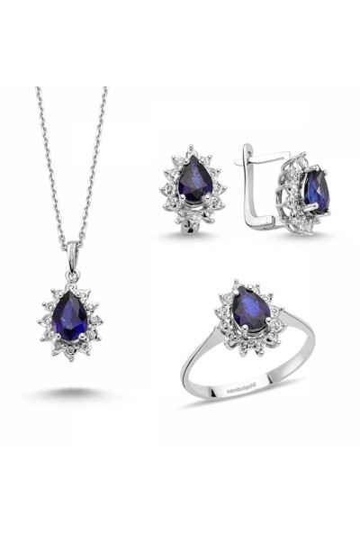 Assos Pırlantalı Mavi Safir Set Takımı Tkm-Sg-88001474123