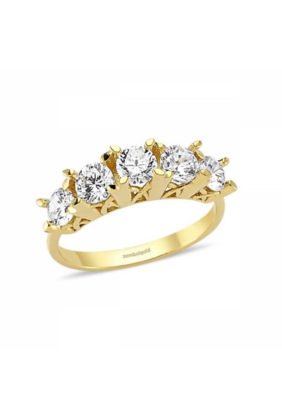 Sembol Gold 8 Ayar 5 Taş Altın Yüzük Zirconia Taşlı Sg42-0052051 Sembol Gold 8 Ayar 5 Taş Altın Yüzük Zirconia Taşlı Sg42-0052051