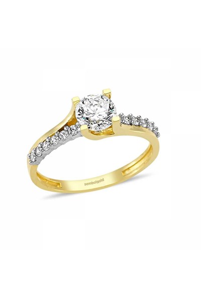 Sembol Gold Altın Tektaş Yüzük Kenar Taşlı Özel Tasarım Model Sgt42-00831 Sembol Gold Altın Tektaş Yüzük Kenar Taşlı Özel Tasarım Model Sgt42-00831